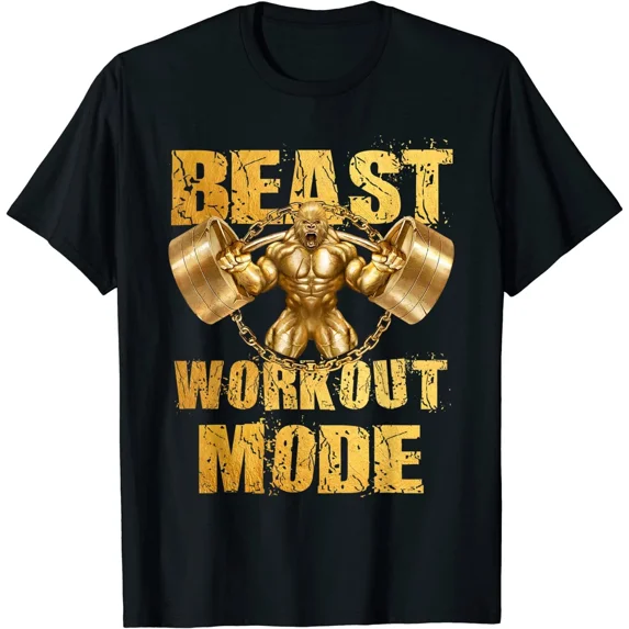 Beast Workout Mode Gold Lifting Gym Vintage T-Shirt - All Sizes S-5Xl ...