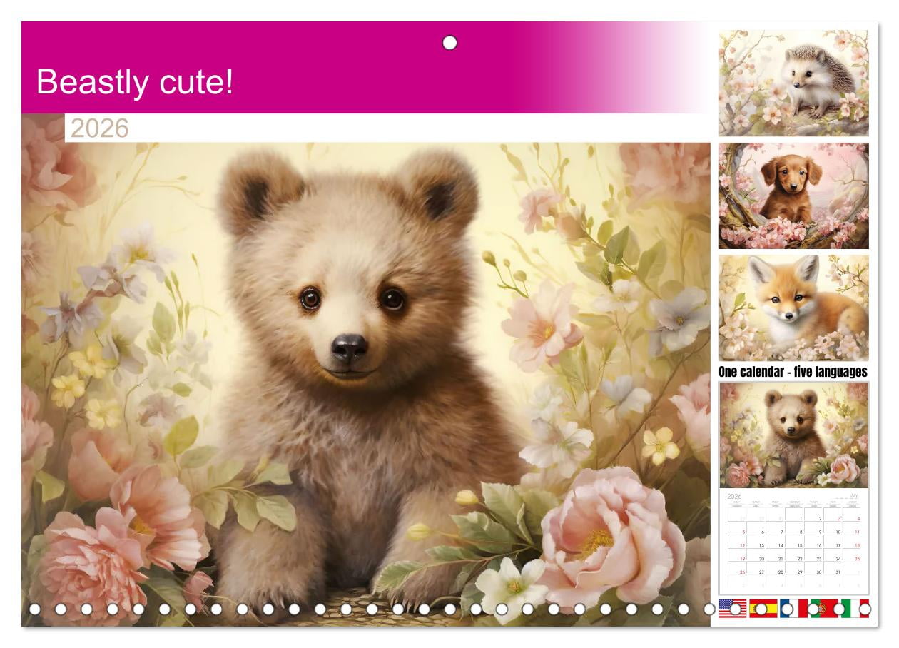 Beastly cute! (Monthly Wall Calendar 2026 16.5 x 23.4 (open)), CALVENDO ...