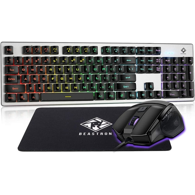Beastron RGB Backlit Wired Gaming Keyboard, Gaming Mouse, and Mouse Pad ...