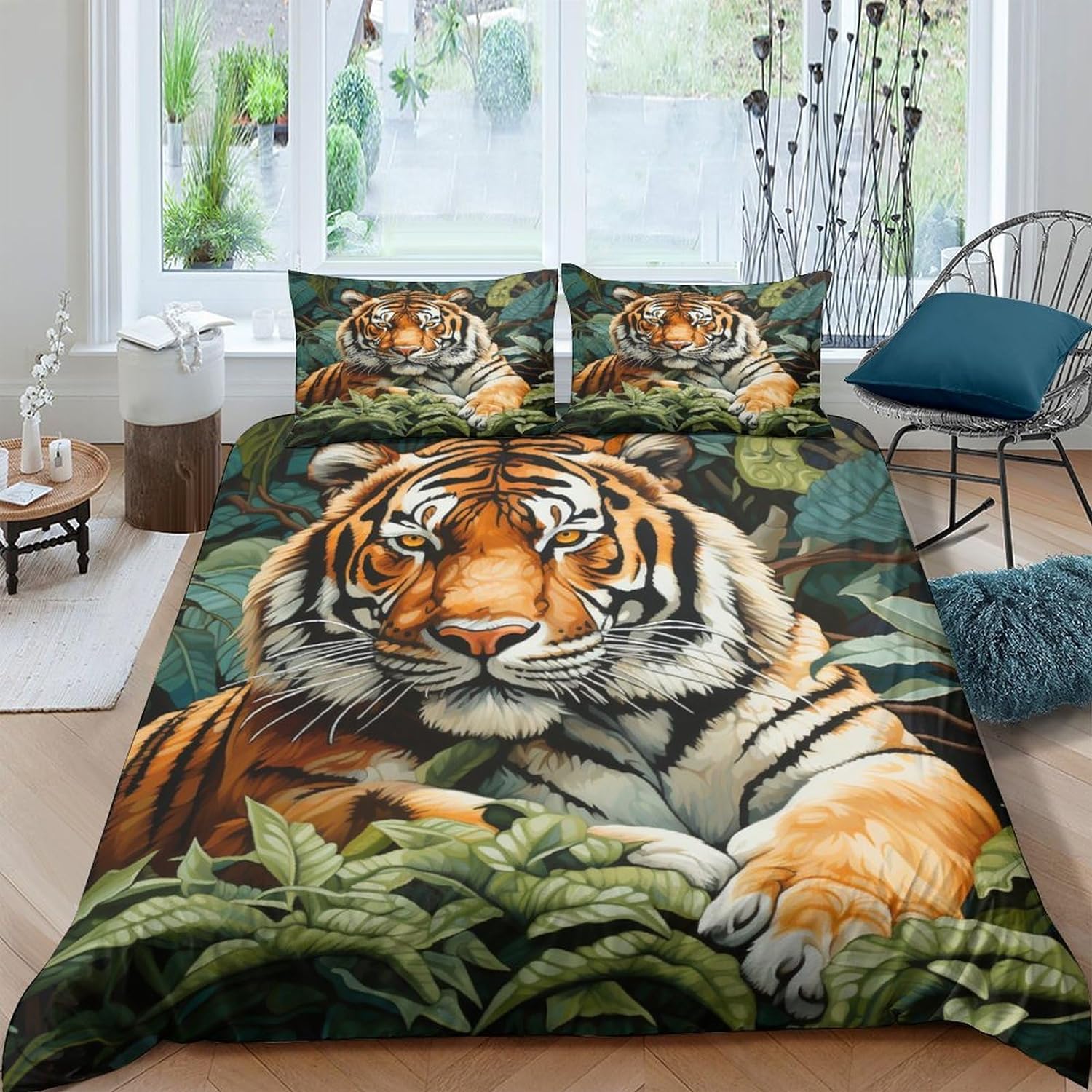 of Beasts Comforter Covers 3D Printed Relaxing Tiger Bedding Set Quilt ...