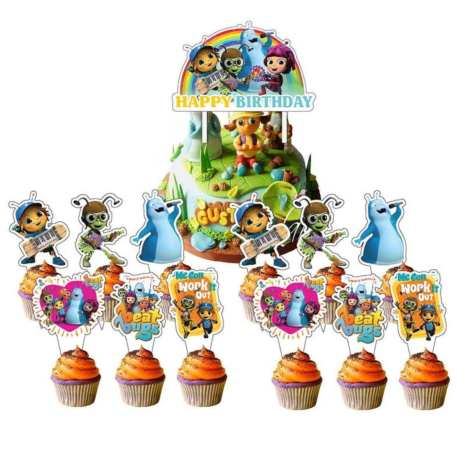Bugs Cake Topper Cupcake Set Party Supplies Decoration Birthday Decor ...