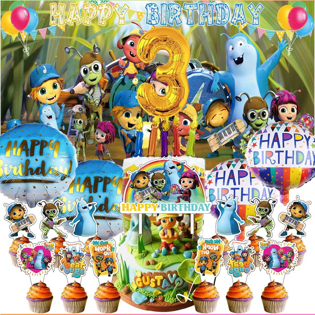 Beat Bugs Party Supplies Decor 3rd Kit Balloons Birthday Cake Topper ...