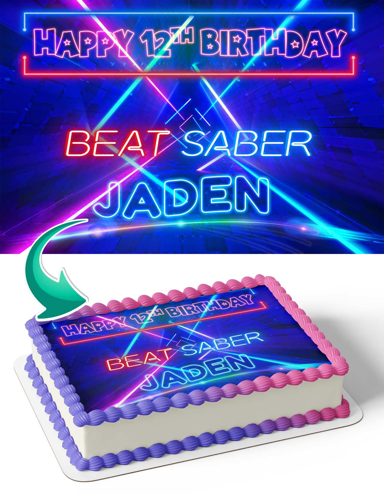 Beat Saber Game VR Edible Cake Image Topper Birthday Cake Picture Photo ...