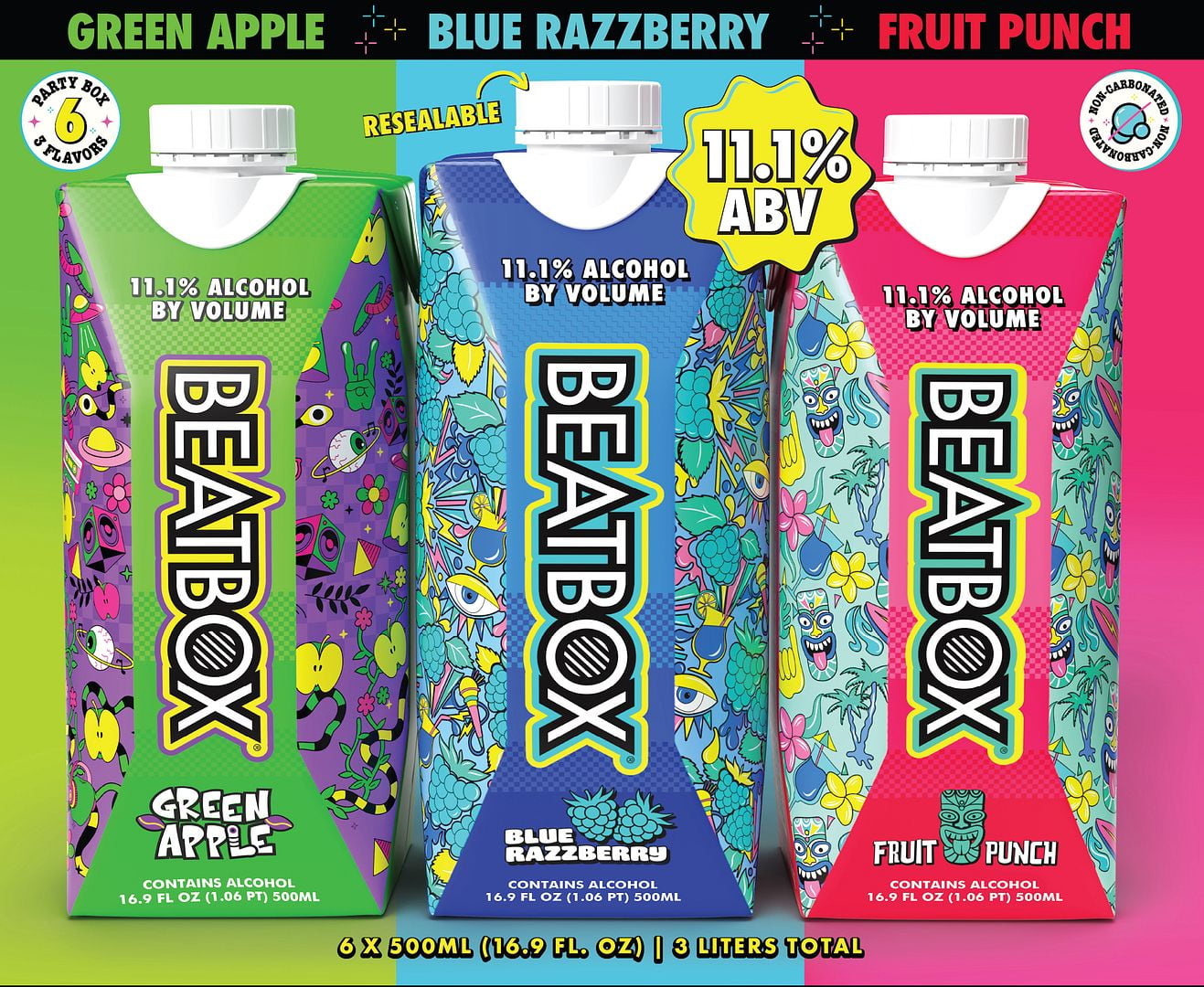 BeatBox Beverages 3 Flavor Variety Party Punch Cocktail 6 Pack Tetra ...