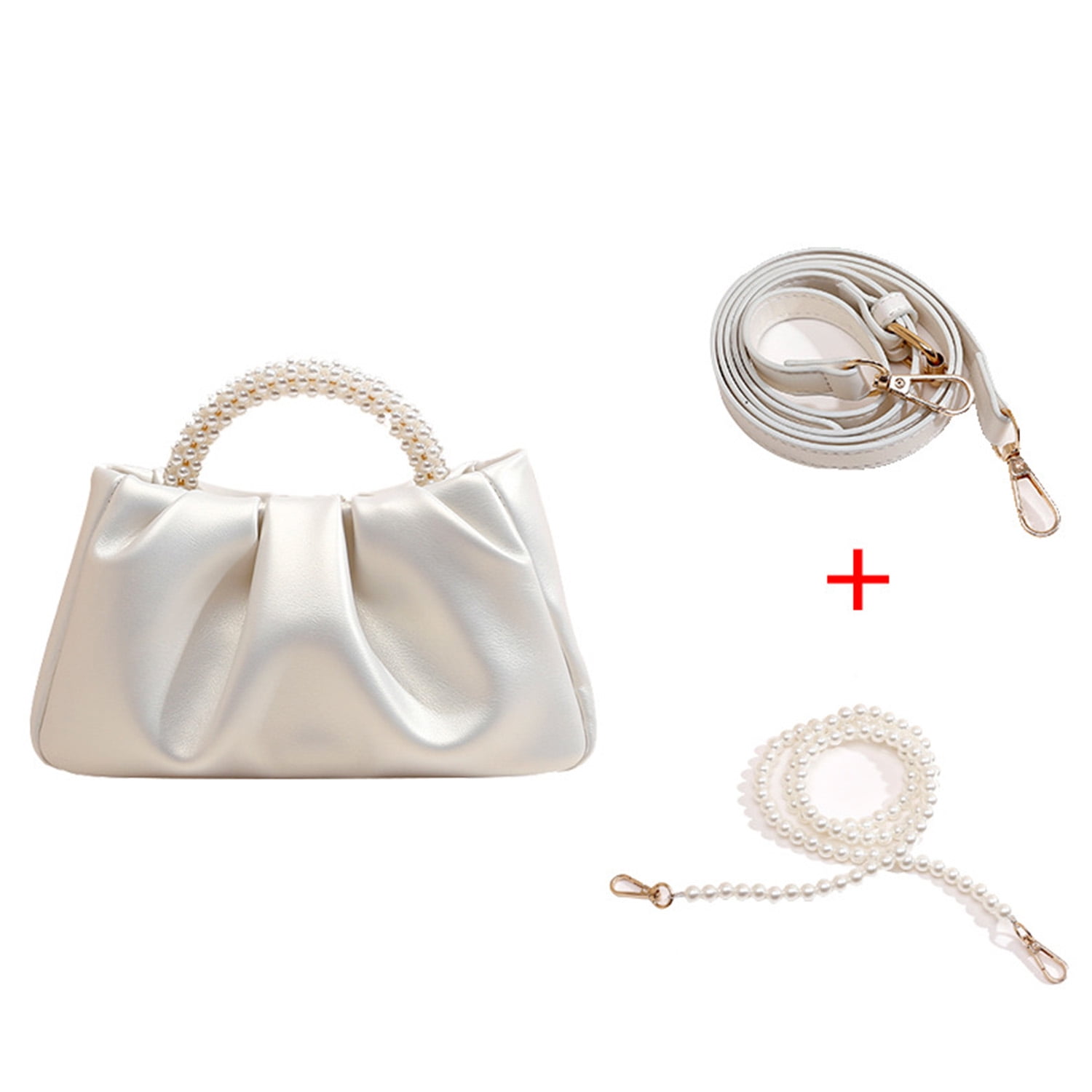 Beatfulls Evening Purse Women Small Pearl Handbags Soft Leather Ruched ...