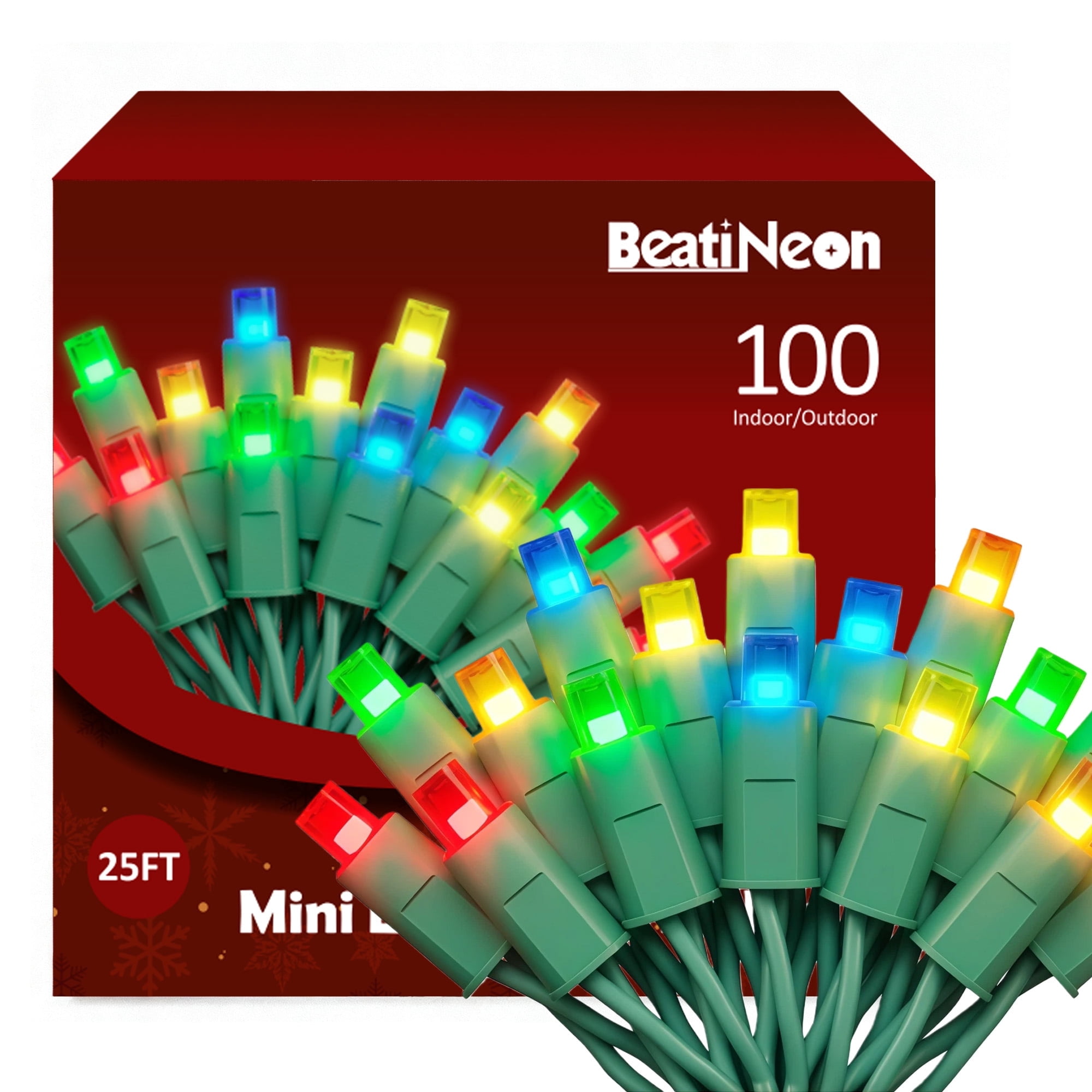 Beatineon 100 LED Christmas String Lights, 25ft IP68 Waterproof Outdoor ...