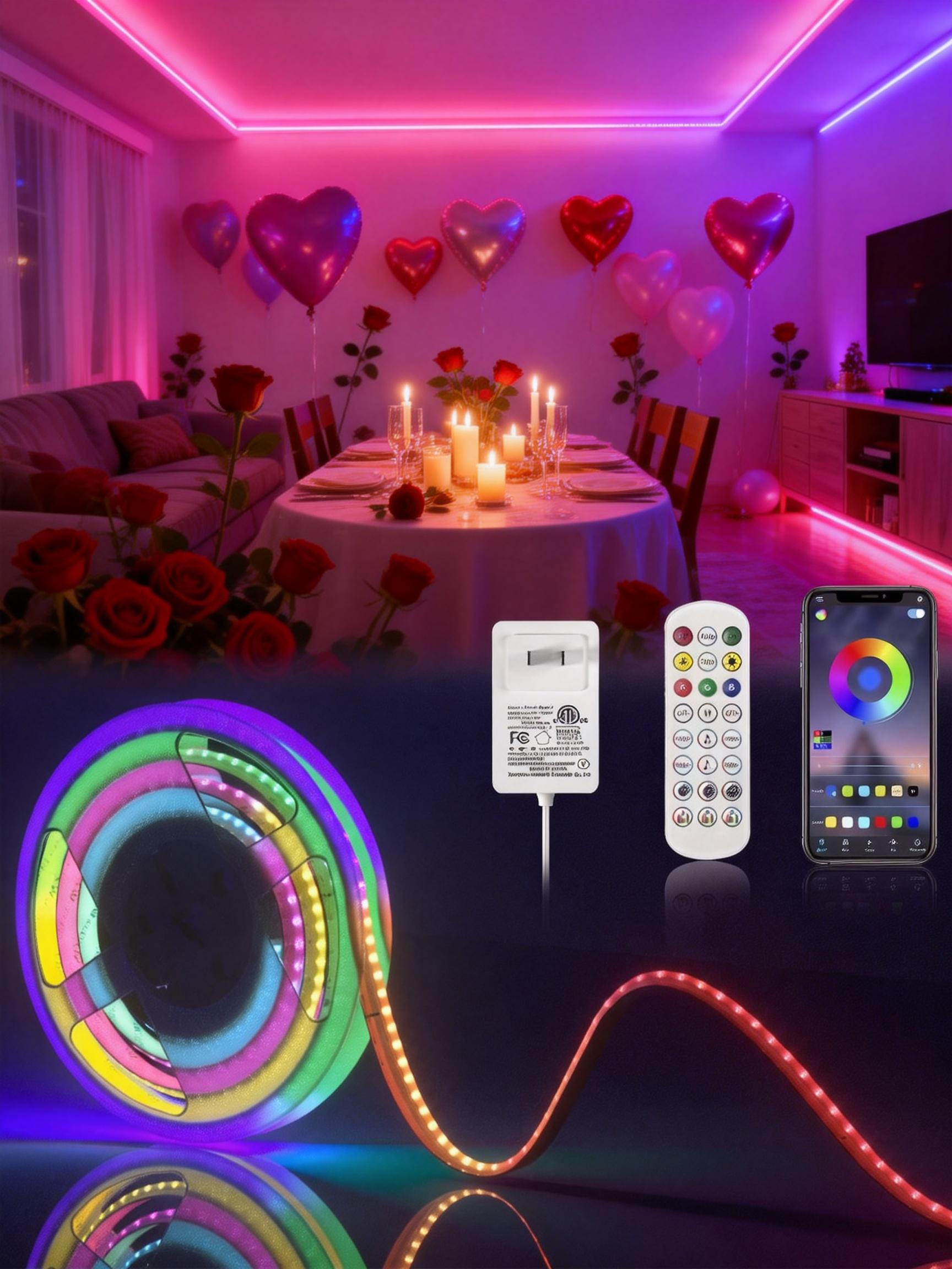 Beatineon 16.4ft COB RGB LED Strip Lights, 2100 LEDs High Density with ...