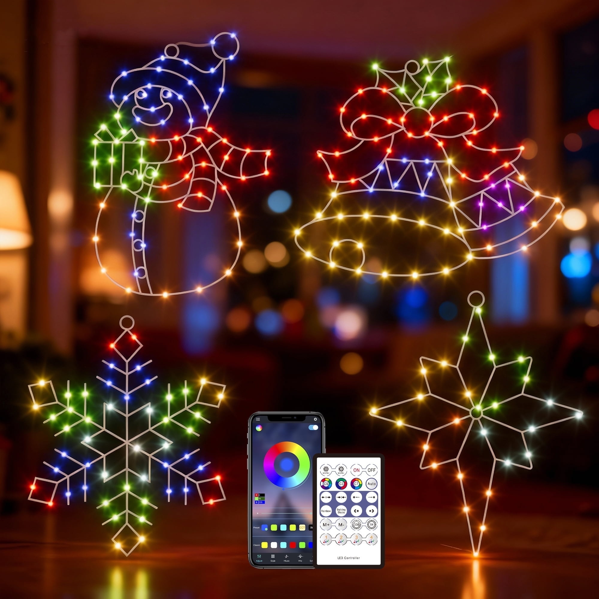 Beatineon Christmas Window Silhouette Lights, APP Controlled Smart ...