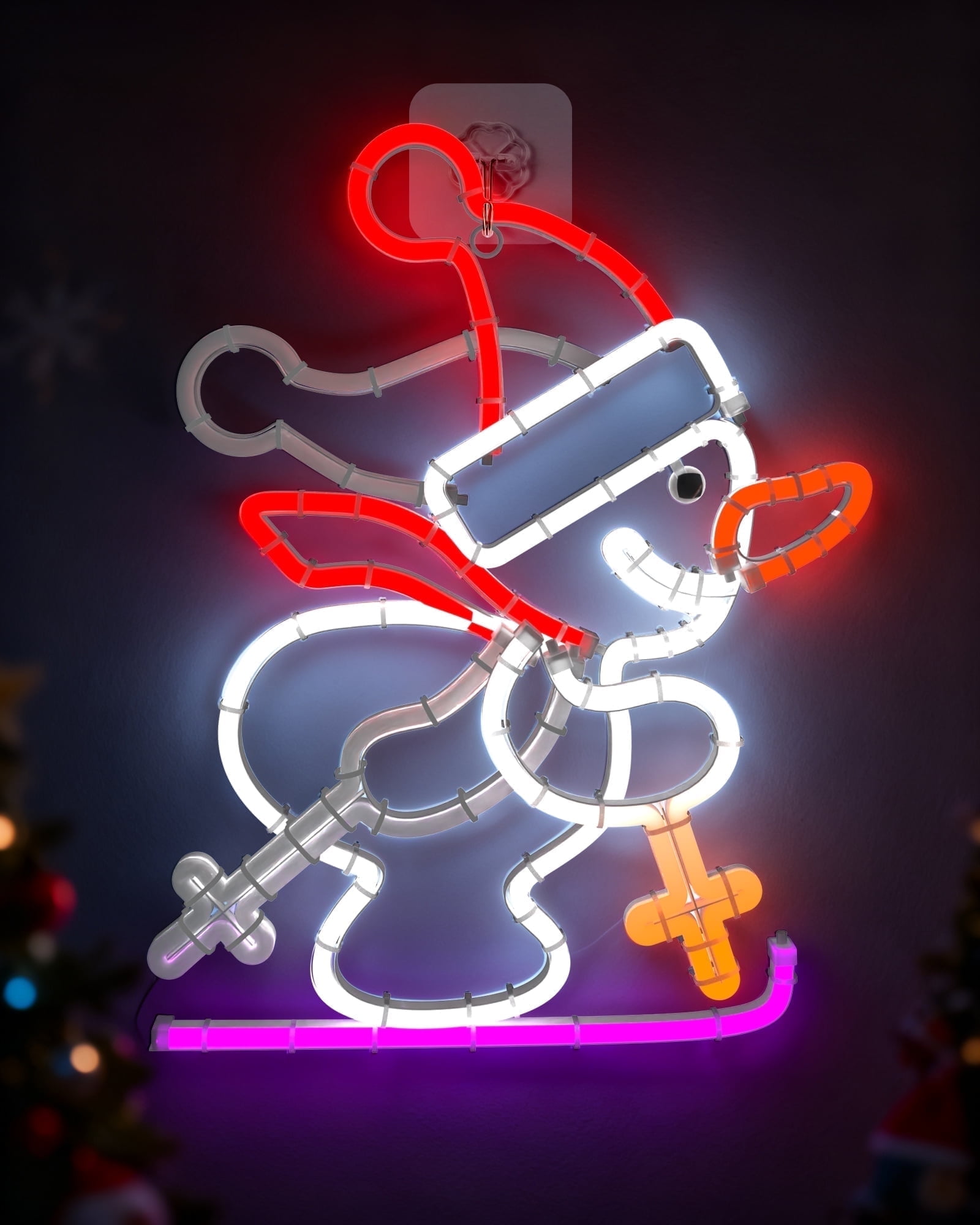 Beatineon Snowman Neon Sign, Christmas Skiing Snowman 17 inch Dynamic ...