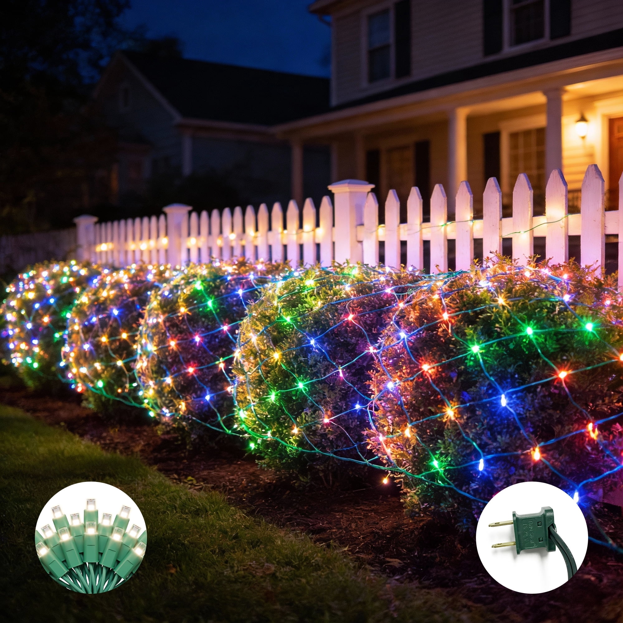 Beatineon 6x4ft LED Net Lights, 70 LED Lights Waterproof for Bushes ...