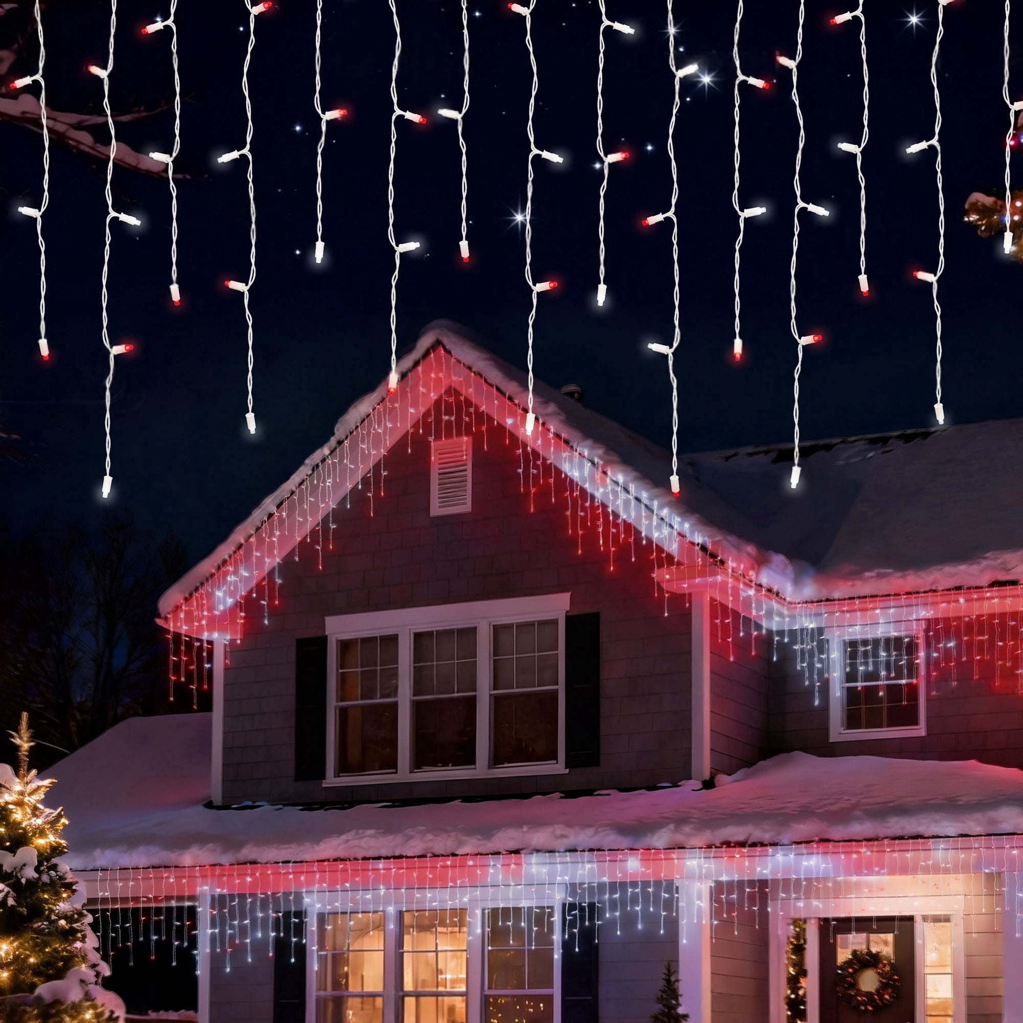 Beatineon 70-Light 7ft LED Icicle String Lights, Full Twinkle Effect ...