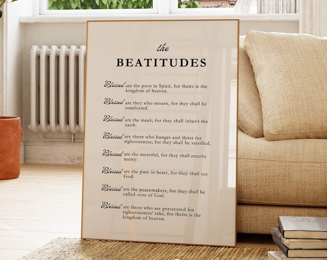 The Beatitudes Art Bible Verse Wall Decor Christian Wall Art Sunday ...