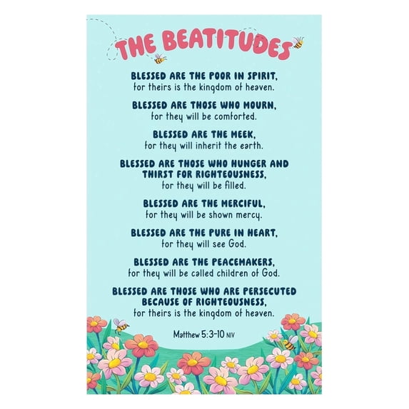 Beatitudes Bible Verse Poster Matthew 5 3-10 Kids Wall Art ...