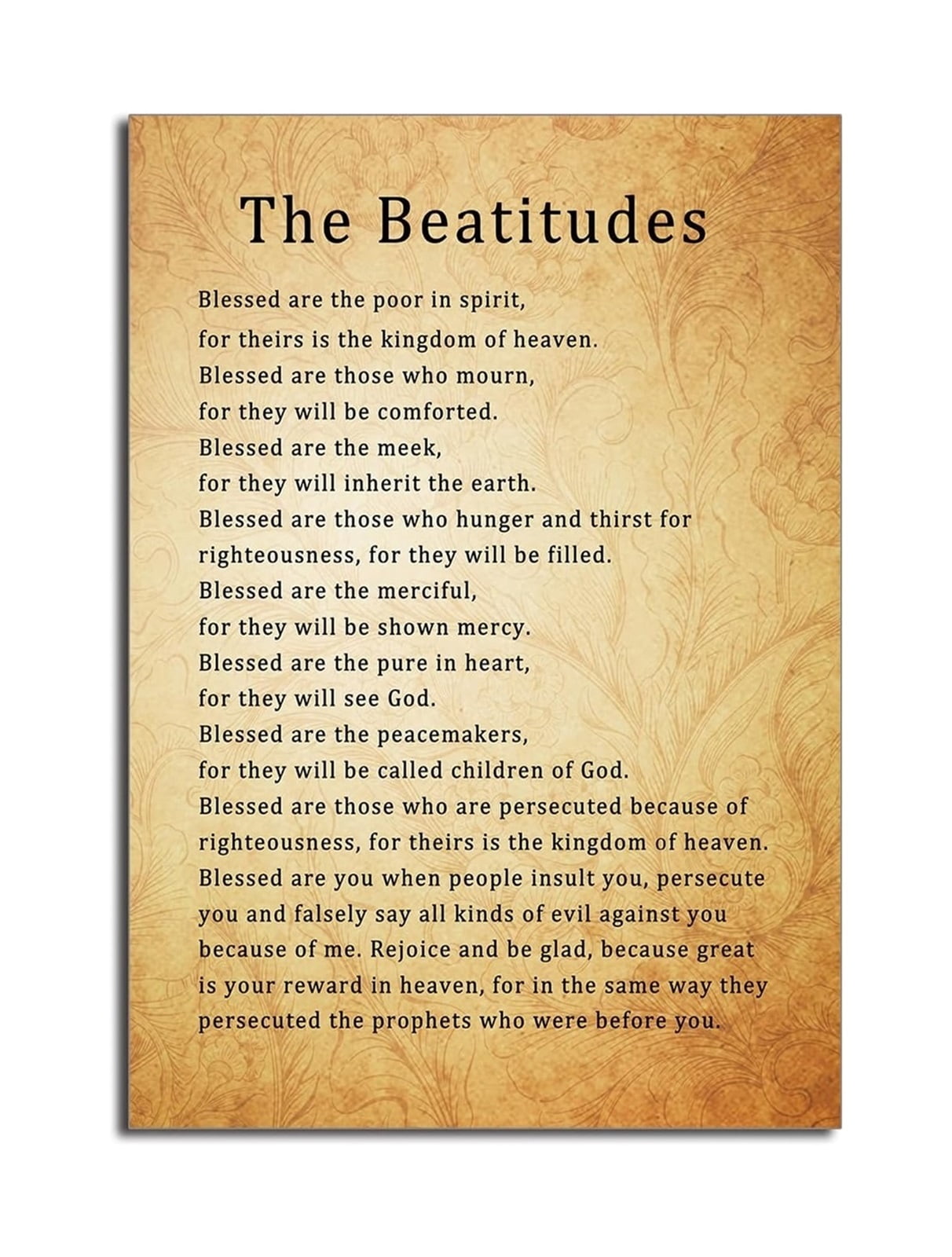 Beatitudes Bible Verse Wall Art, Vintage Matthew 5 3-12 Poster Set ...