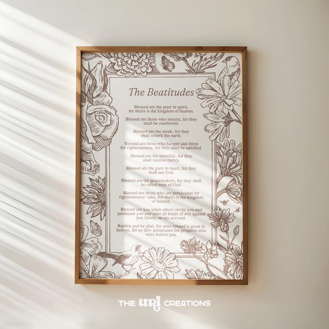 Beatitudes Christian Wall Art, Sermon On The Mount Print, Neutral Bible ...