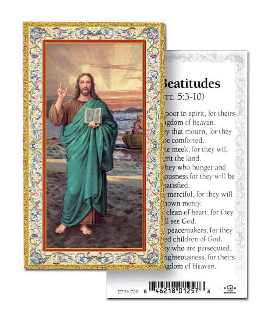 Beatitudes Gold-Stamped Catholic Prayer Holy Card with Prayer on Back, Pack of 100 - Walmart.com