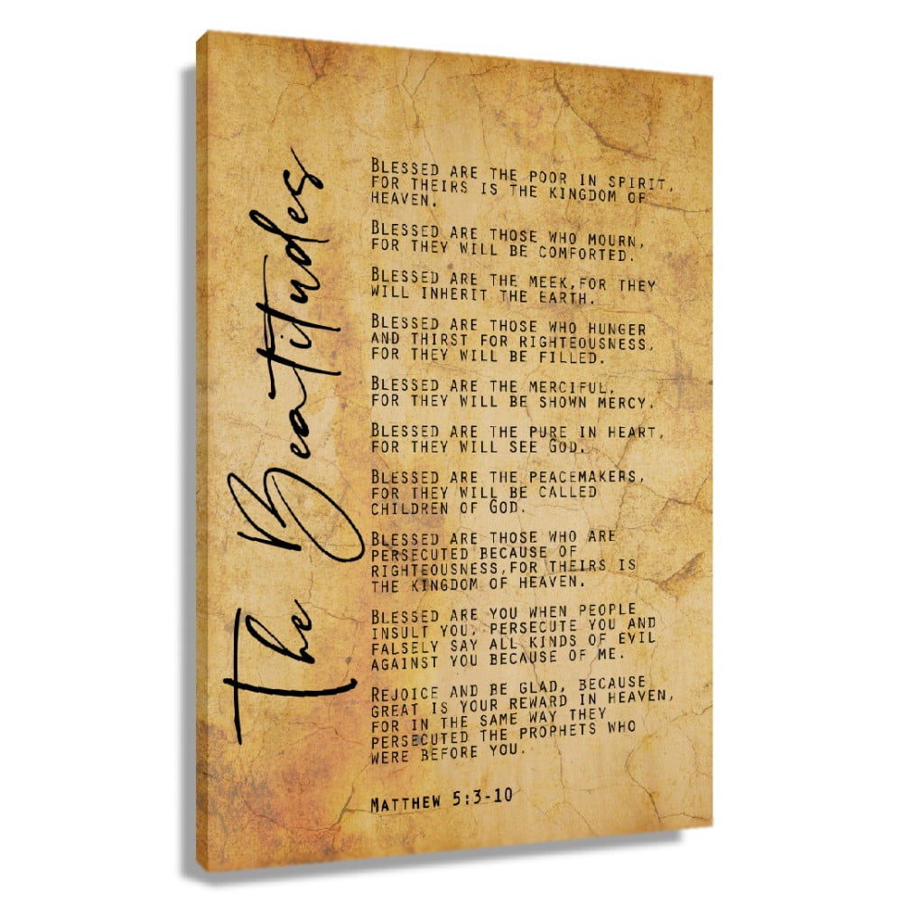 Beatitudes Matthew 5 3-10 Bible Scripture Wall Art Bible Poster Canvas ...