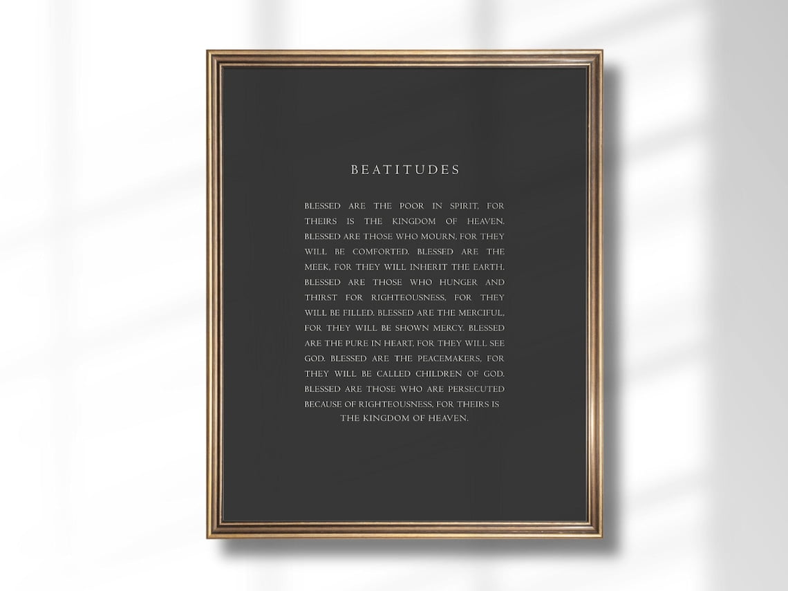 Beatitudes Matthew 5 Poster Minimalist Scripture Wall Art for Calm and ...
