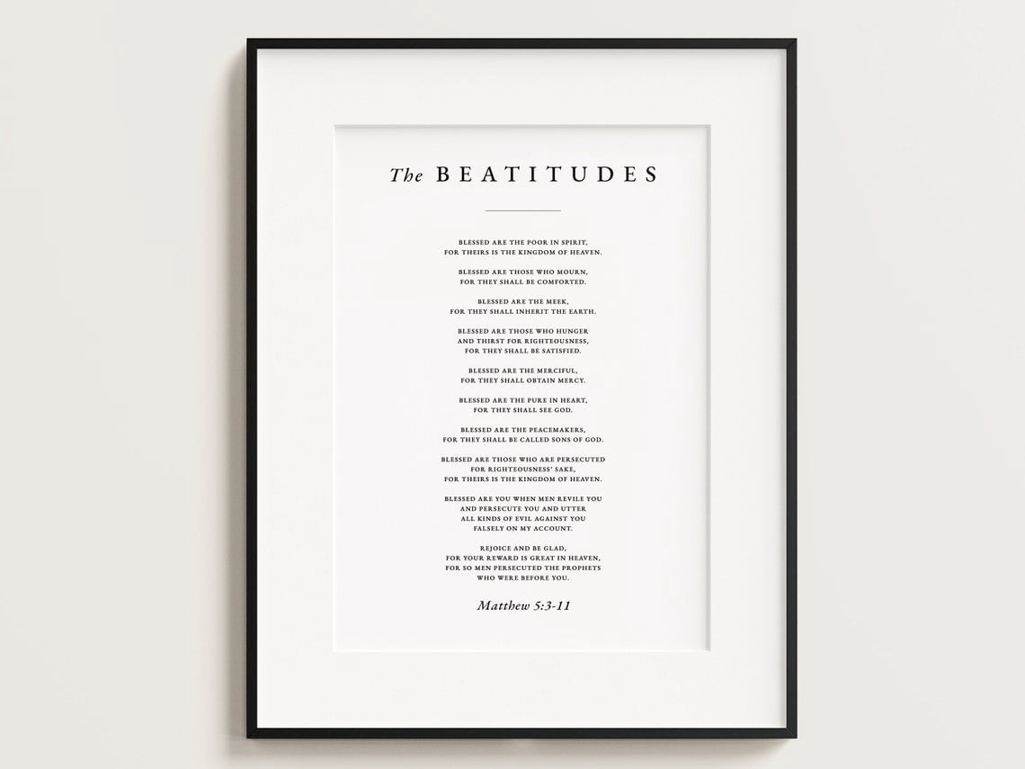Beatitudes Print Bible Verse Christian Wall Art, Stretched Canvas ...
