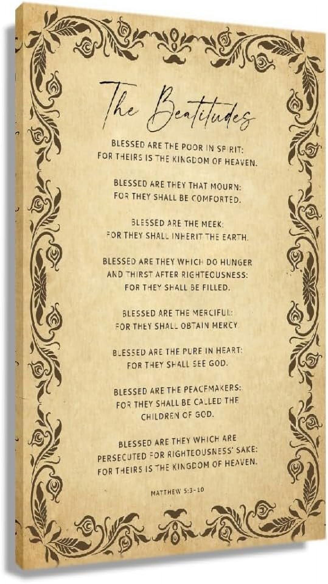 The Beatitudes Wall Art Matthew 5 3-10 Bible Verse Poster Scripture ...