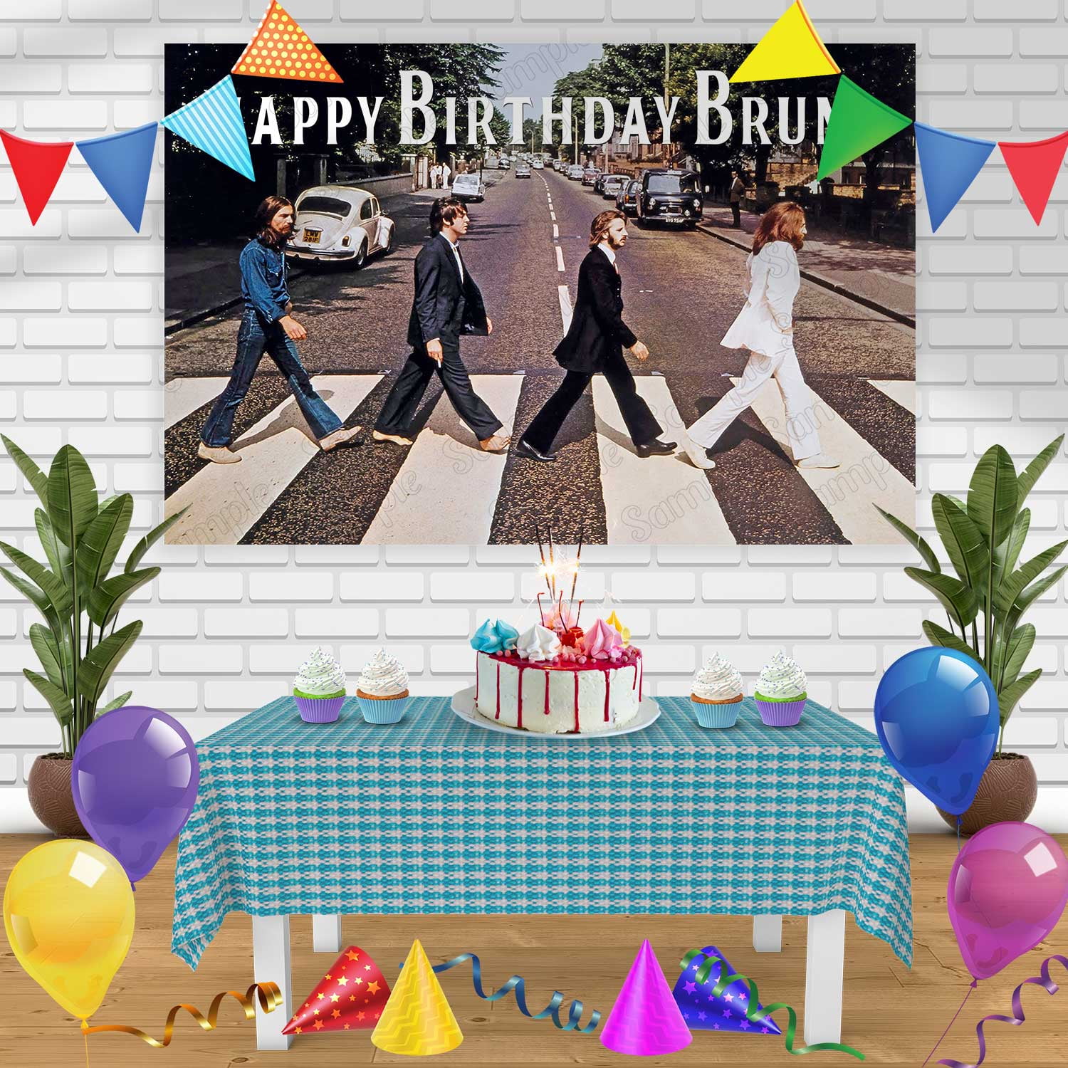Beatles Birthday Banner Personalized Party Backdrop Decoration 60 x 44 ...