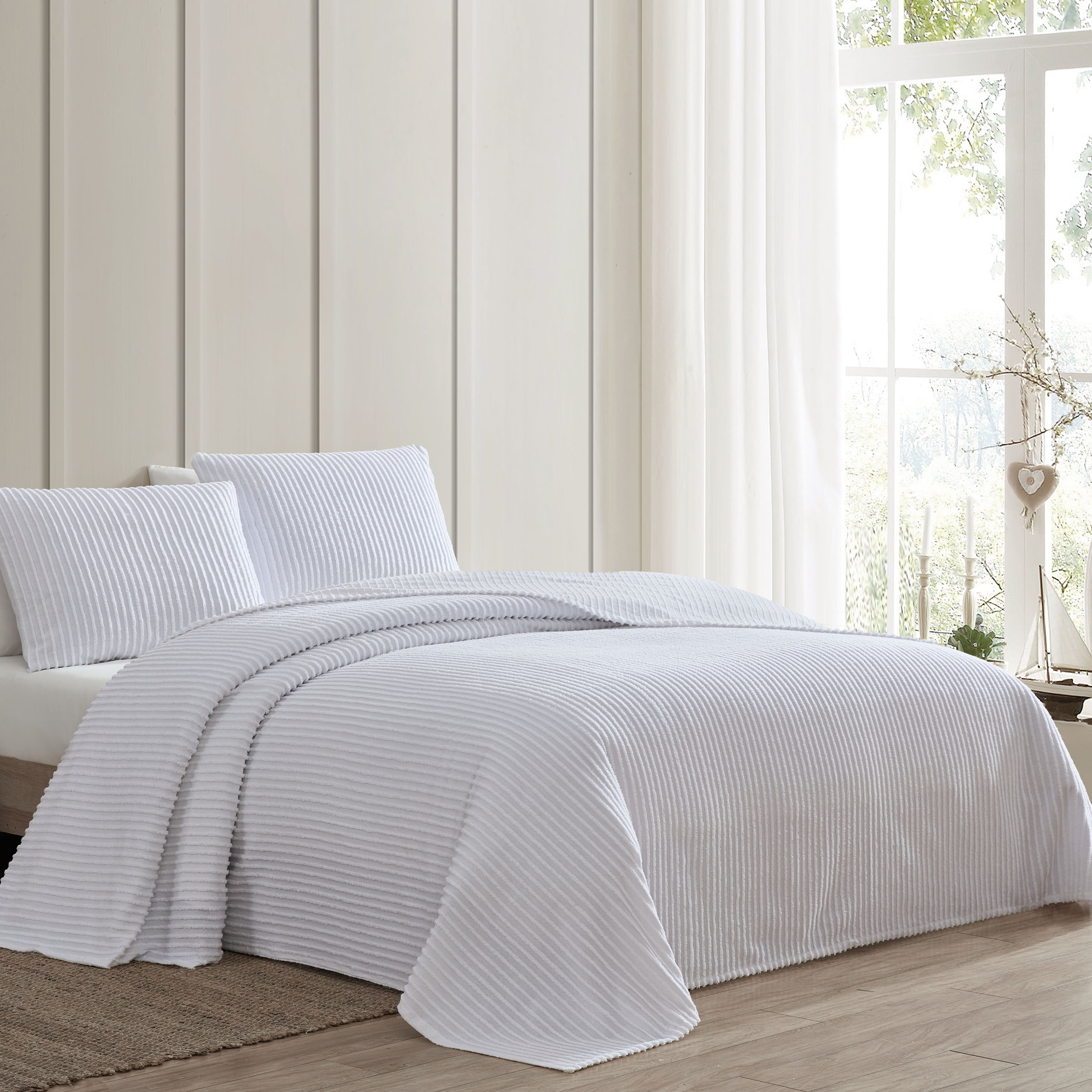 Channel Chenille Bedspread White King - Walmart.com