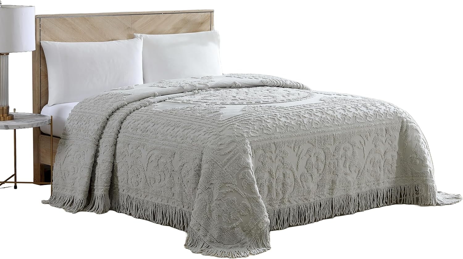 Beatrice Home Fashions Medallion Chenille Bedspread, Full, Gray - Walmart.com