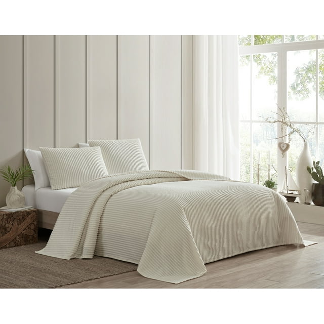 Beatrice Home Fashons Channel Chenille Bedspread Full Ivory - Walmart.com