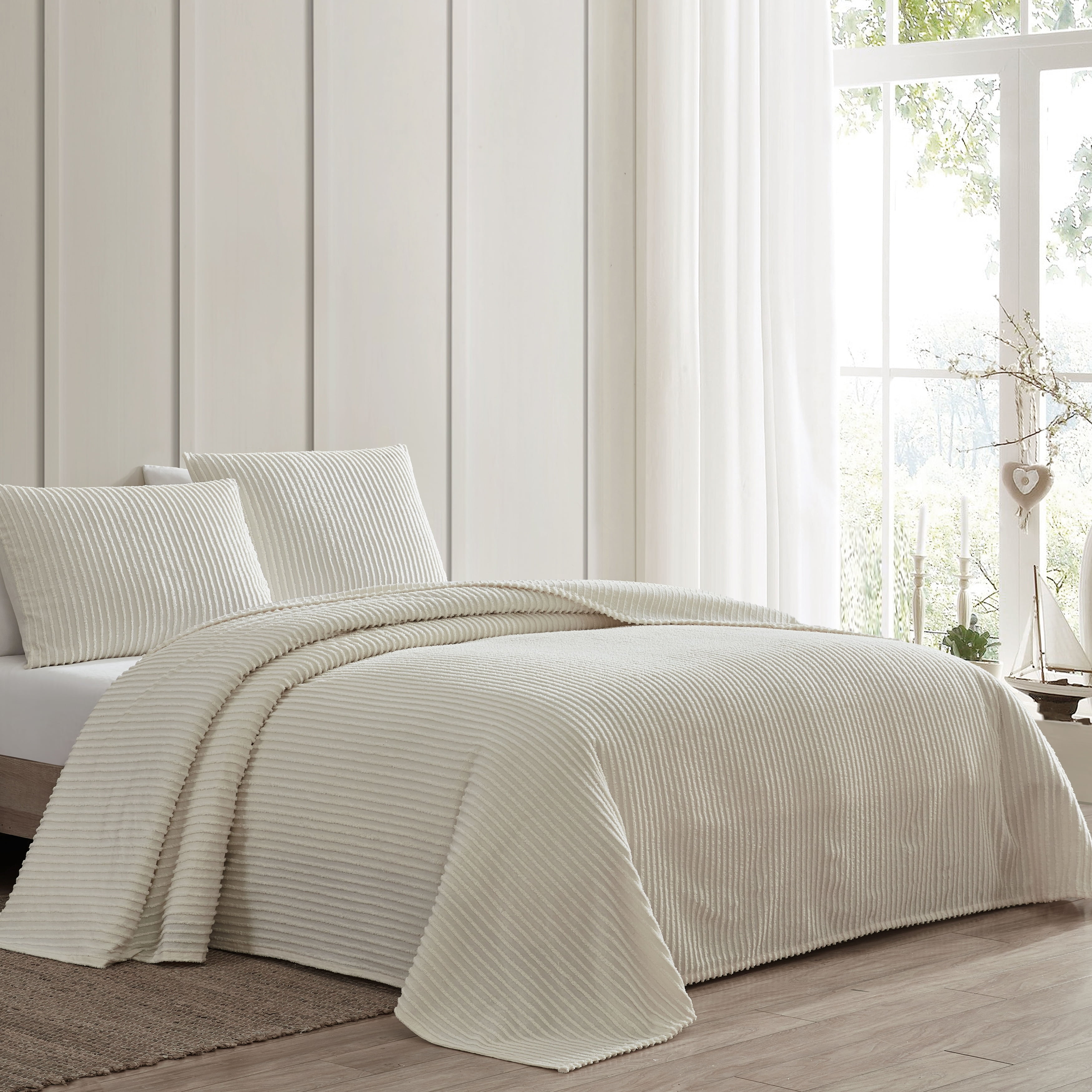 Channel Chenille Bedspread Ivory Twin - Walmart.com