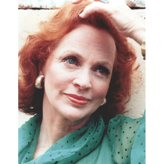 Beatrice Straight smiling Portrait in Blue Green Polka Dot Dress Photo ...