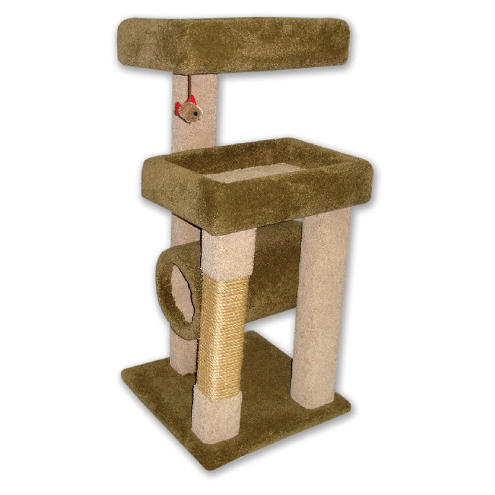 Beatrise Deluxe Cat Suite 2-Level 48" Cat Tree with Dangle Toy, Brown ...