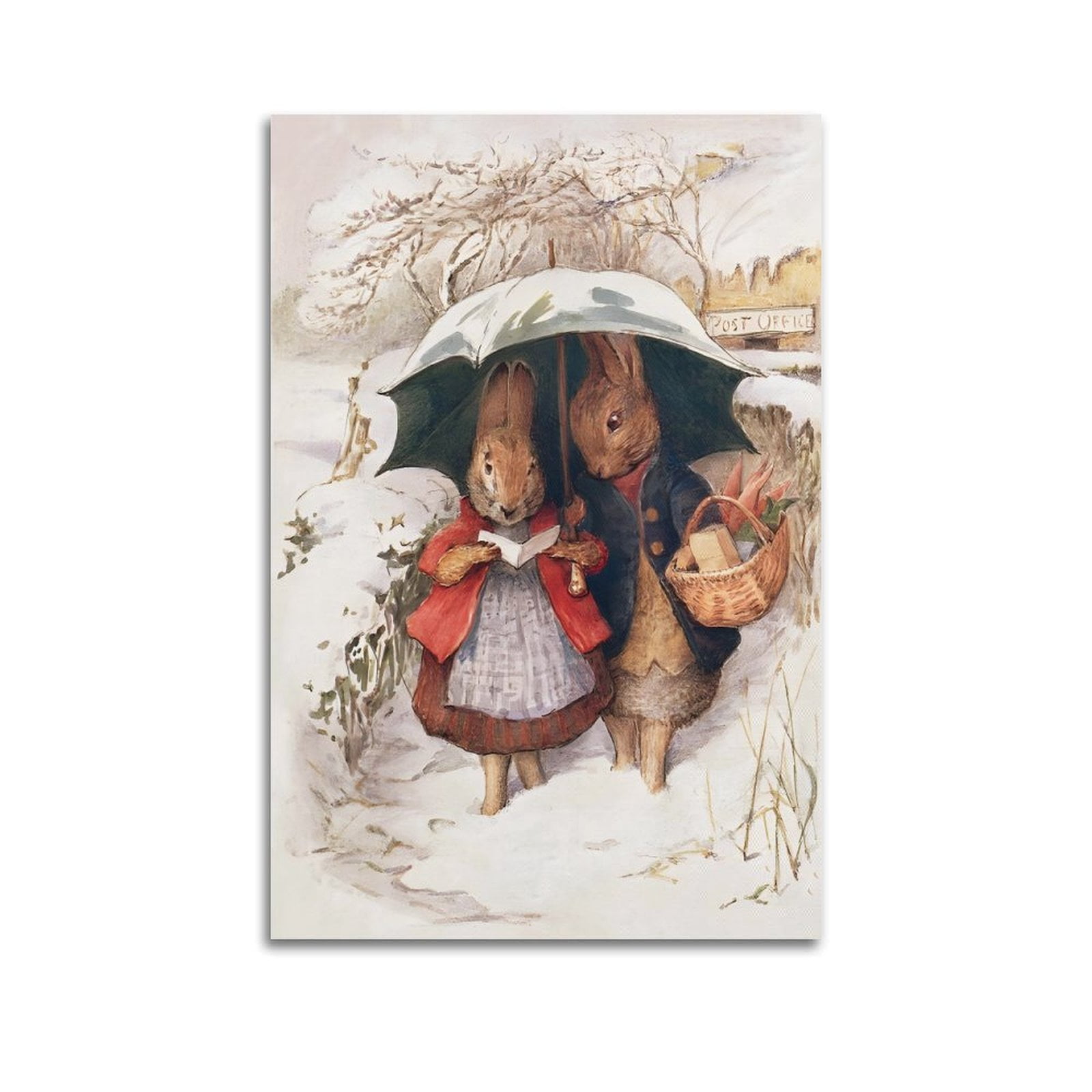 Beatrix Potter Bunnies in Winter Painting Vintage Poster Picture Print ...