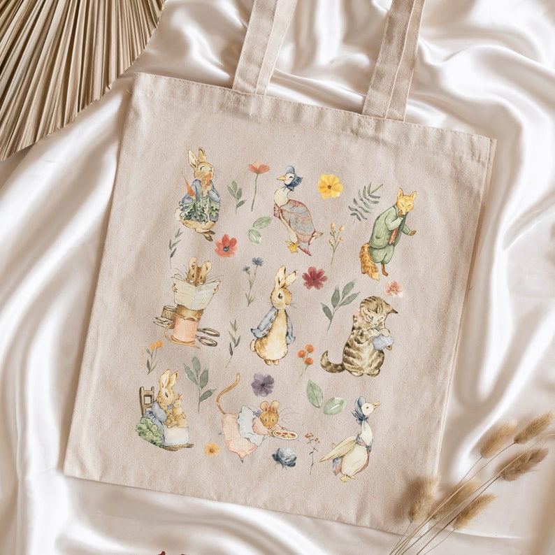 Beatrix Potter Peter Rabbit Tote, Storybook Rabbit Vintage Canvas Bag ...