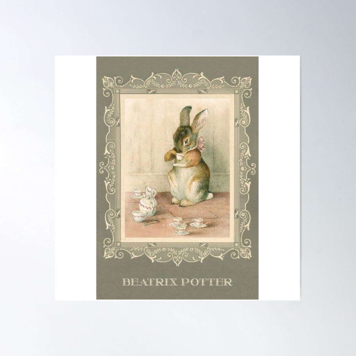 Beatrix Potter Rabbit Tea Party Book Cover Illustration Poster Wall Art ...