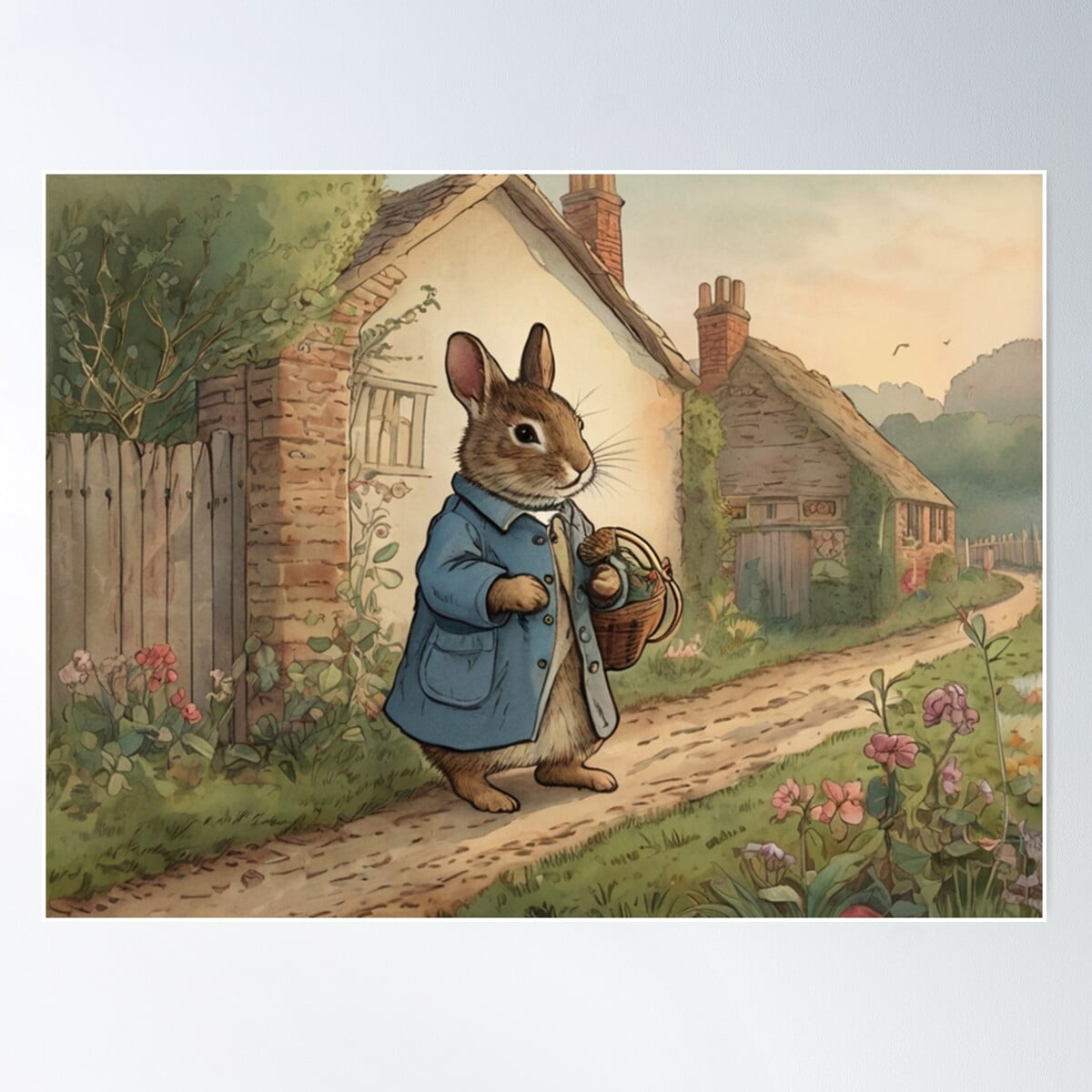 Beatrix Potter Style Cute Mr Rabbit At His Home Vintage Illustration ...