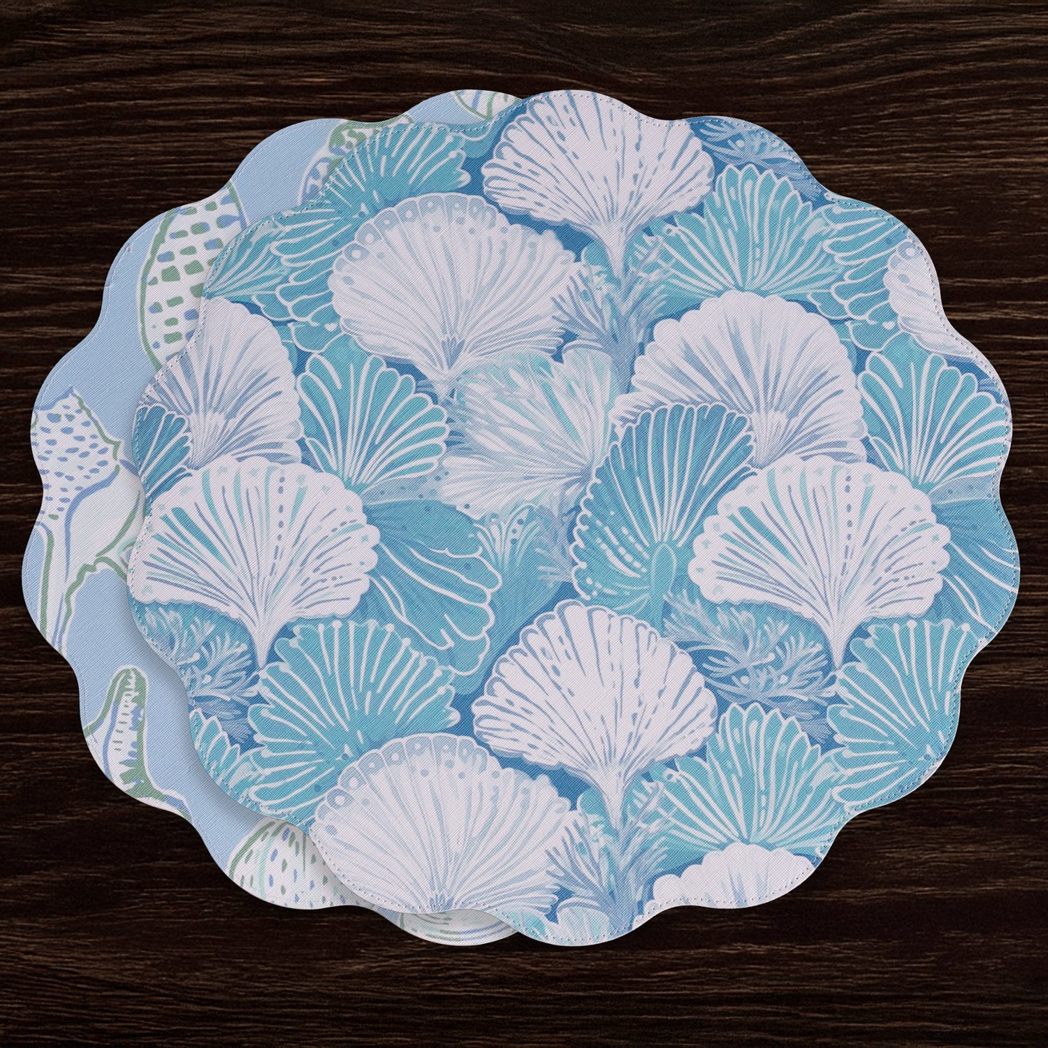 Beatriz Ball Placemats VIDA Shells & Scallops 4-Set Reversible Round ...
