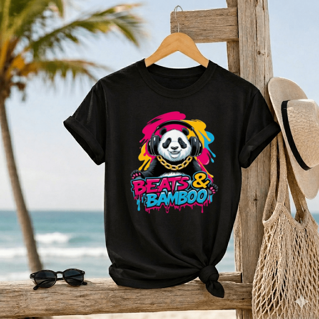 Beats And Bamboo Panda Audio Headphones Boombox DJ Bear Vector Unisex T ...