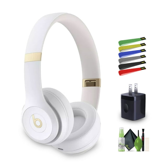 Beats Solo 4 Bluetooth Wireless On-Ear Headphones (Warm White) Bundle ...
