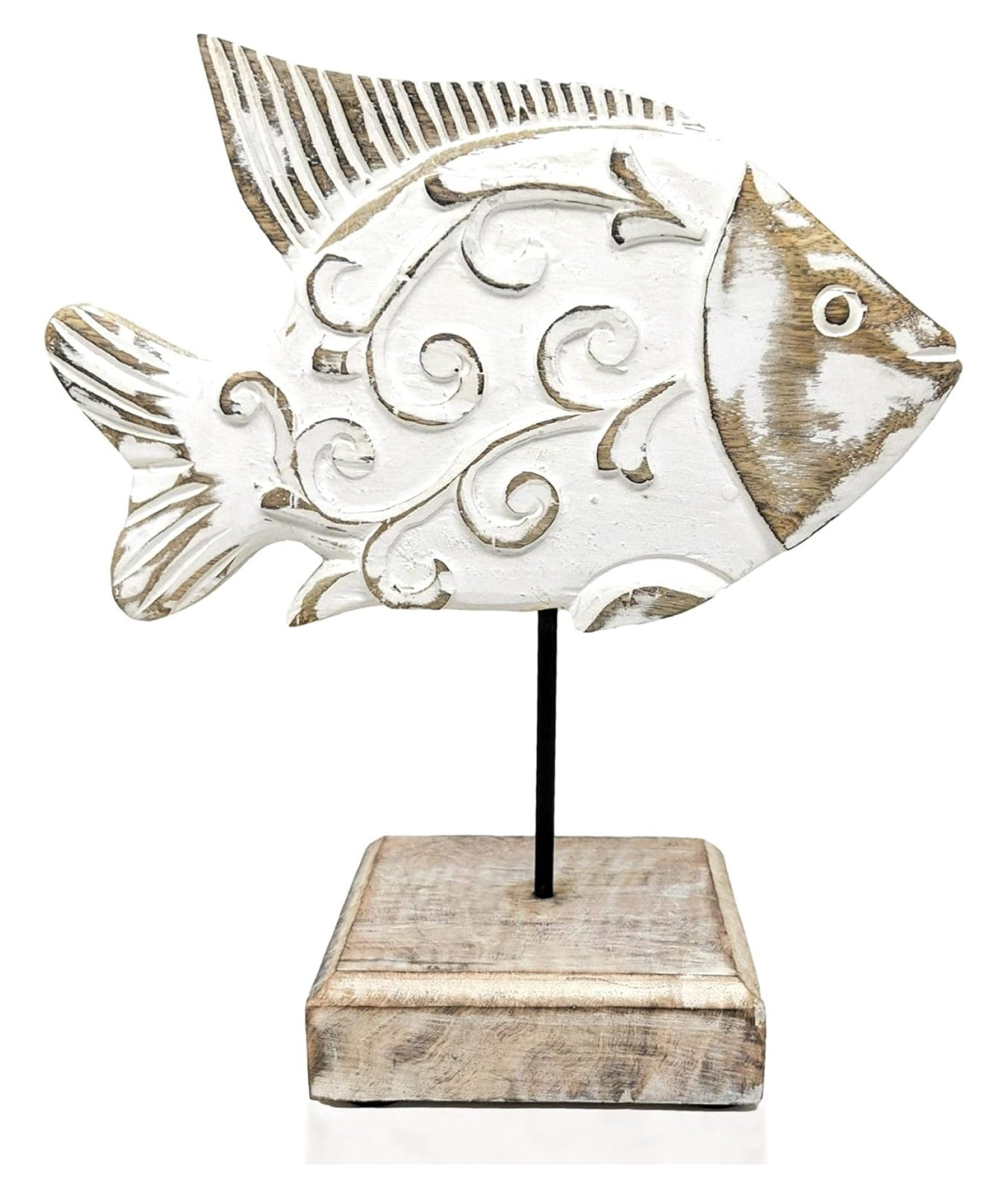 Beau Butter Fish Statue on Base Stand | Handmade Wooden Fish Sculpture ...