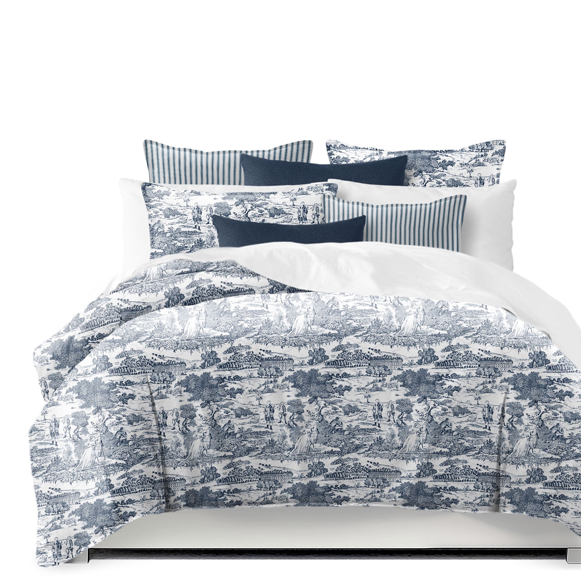 Beau Toile Blue Comforter Set Queen - Walmart.com