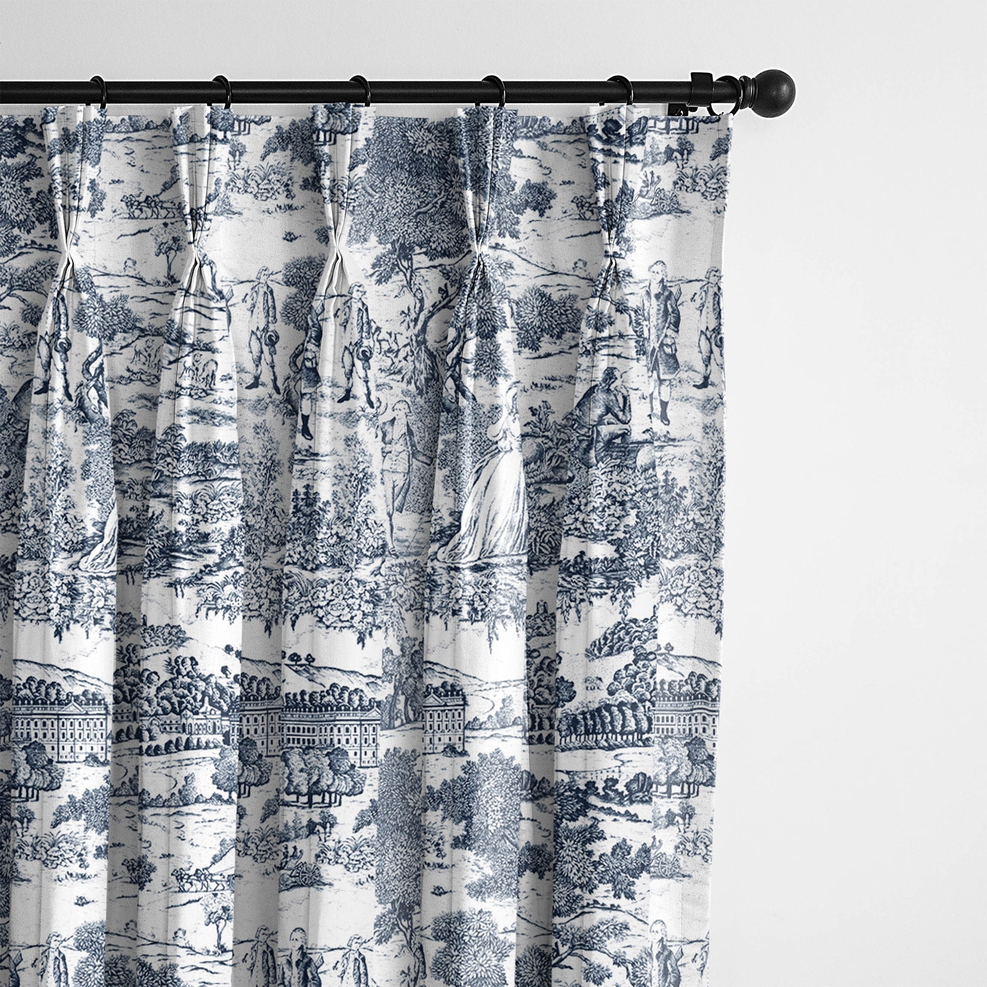 Beau Toile Blue Pinch Pleat Drapery Panel - Pair 40"x96" - Walmart.com