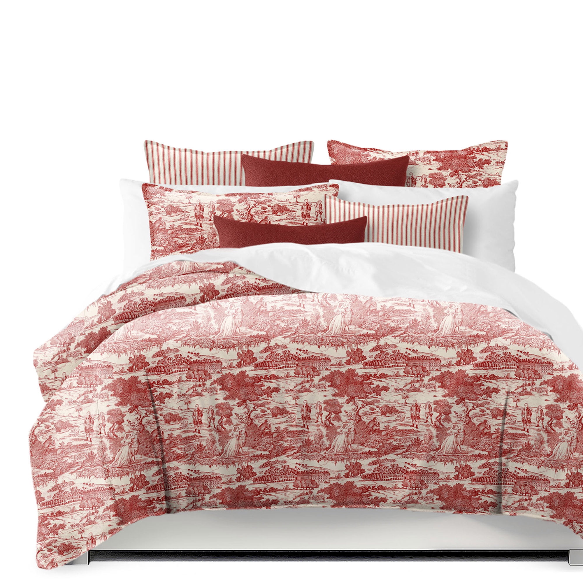 Beau Toile Red Coverlet Set Super Queen - Walmart.com
