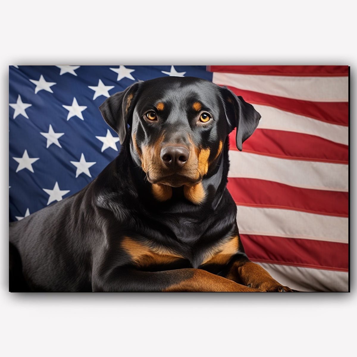 Beauceron Dog with American Flag Canvas Wall Art Dog Pictures for Wall Decor Red White Blue Flag ...