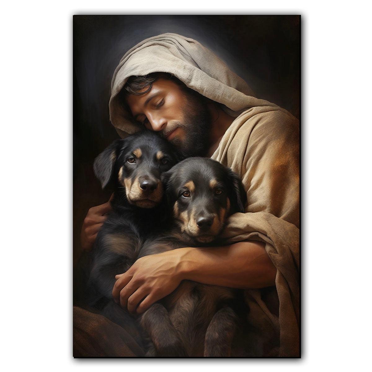 Beauceron Gift - Dogs Breeds Canvas Wall Art - Man Hugging Dog vintage ...
