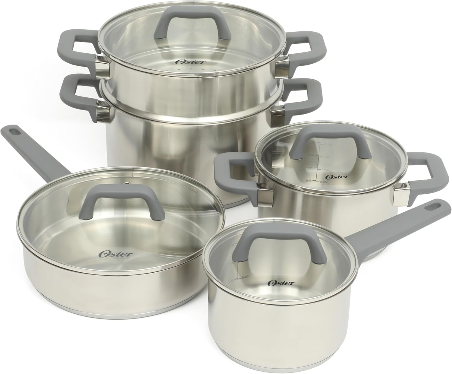 Beauford 9 Piece Stainless Steel Non-Toxic Pots and Pans Cookware Set ...