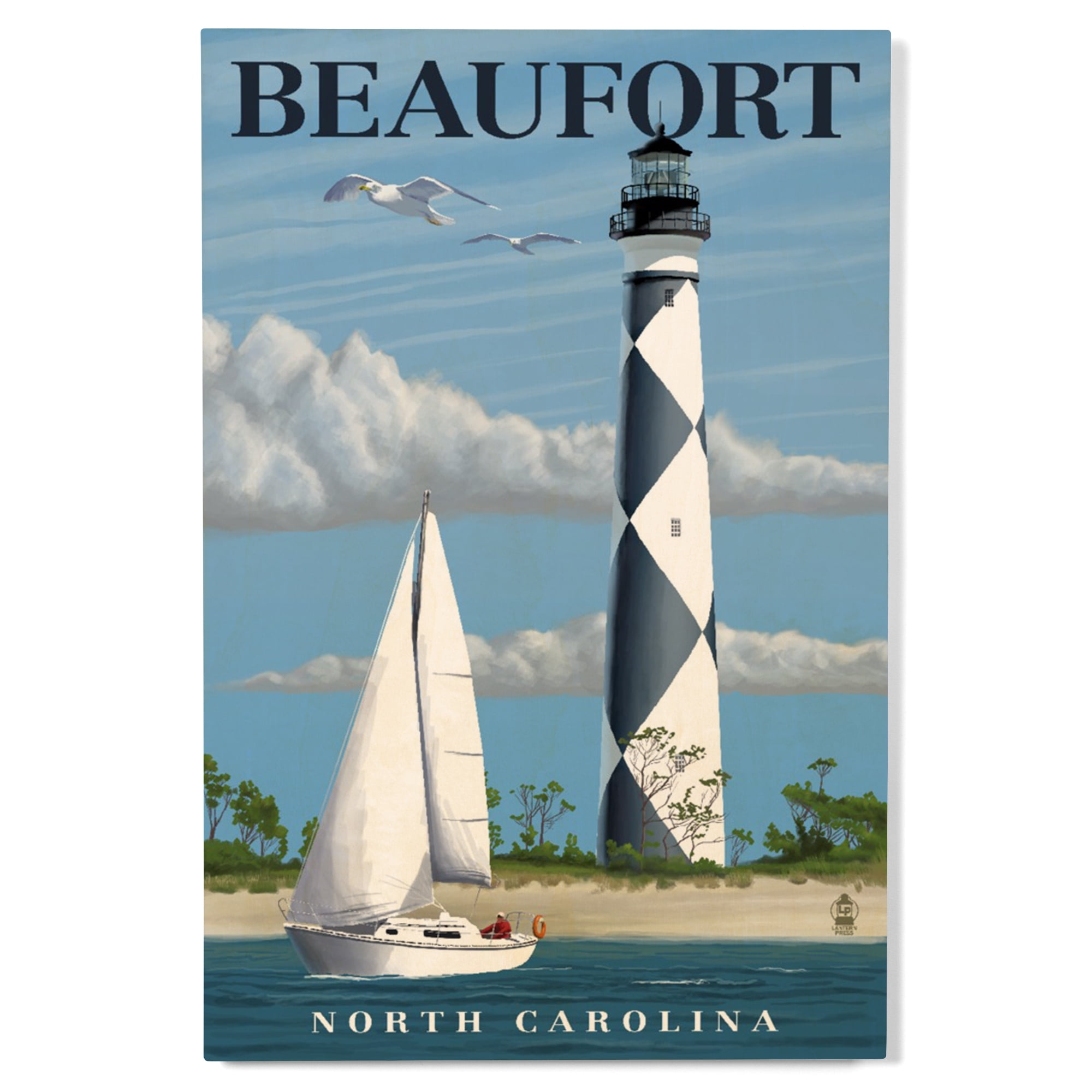 Beaufort, North Carolina, Cape Lookout Lighthouse Birch Wood Wall Sign ...
