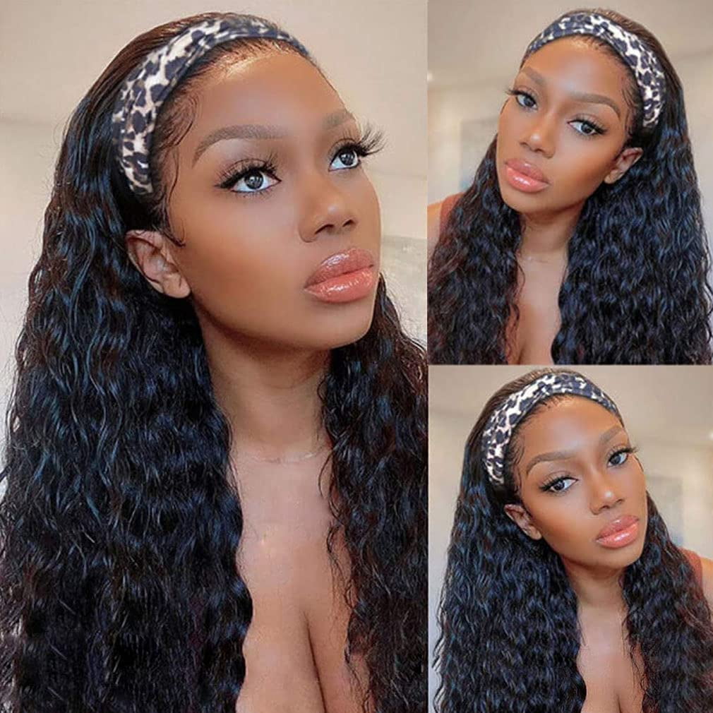 Beauhair Headband Wigs Deep Wave Human Hair 180% Density Headband Wigs ...