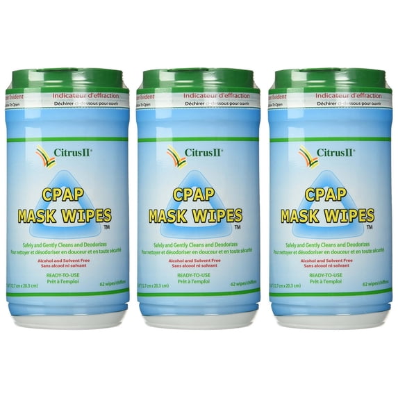 Beaumont CPAP Mask Cleaner Wipe Citrus ll - 3 Tubs of 62 Wipes ...