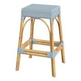 Beaumont Lane Coastal Rectangular Rattan 30" Bar Stool in Baby Blue ...