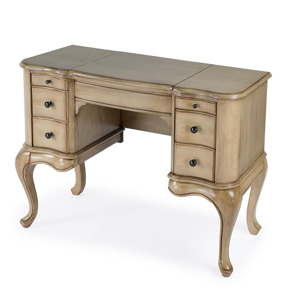 Beaumont Lane Engineered Wood Rectangular Vanity Desk in Antique Beige ...
